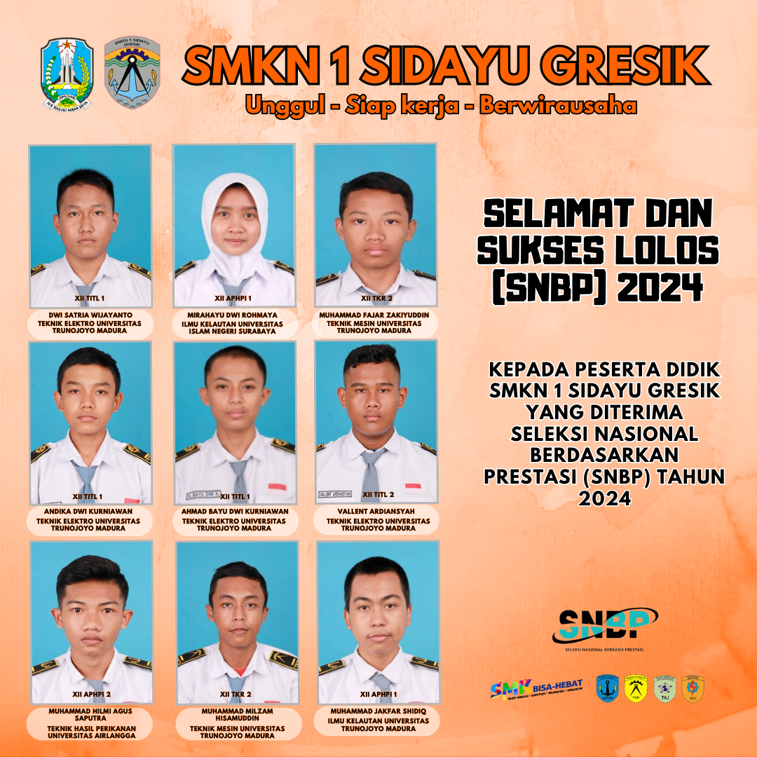 SELAMAT DAN SUKSES LOLOS (SNBP) 2024 – SMKN 1 SIDAYU